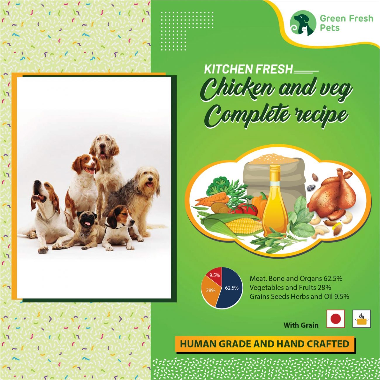 Chicken and Veg Complete Dog Food With Grain | Green Fresh Pets Natural ...